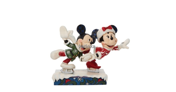 Figurina Mickey and Minnie Mouse ice skating